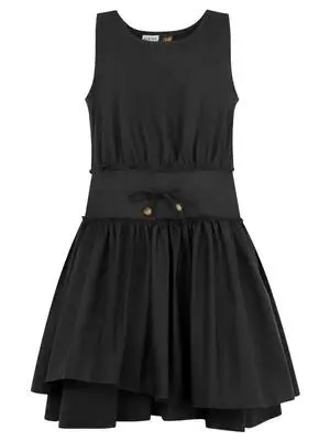 Loewe Logo Embroidery Drawstring Mini Dress - Black