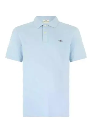 Gant Logo-embroidered Short-sleeve Polo Shirt Blue