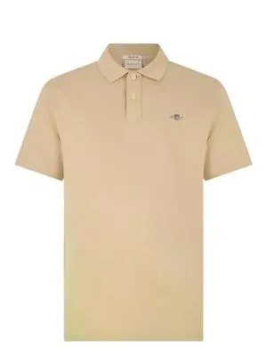 Gant Logo-embroidered Short-sleeve Polo Shirt Neutrals