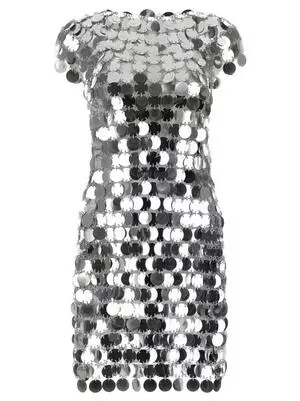 Rabanne Sparkle Disc Mini Dress - Silver