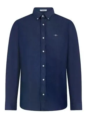 Gant Indigo Long-sleeve Slim-fit Shirt Blue