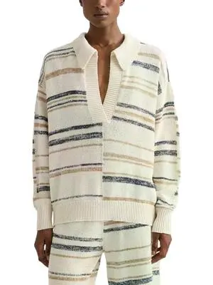 TWP Stripe Intarsia V-neck Sweater - Neutrals