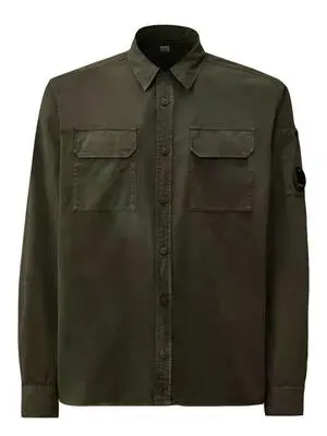 C.P. COMPANY Organic Gabardine Long-sleeve Lens Shirt - Grey