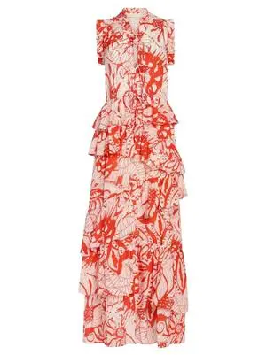 MARIE OLIVER Ruffled Maxi Dress - Red