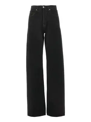 Saint Laurent Contrast Stitch Wide-leg Jeans - Black