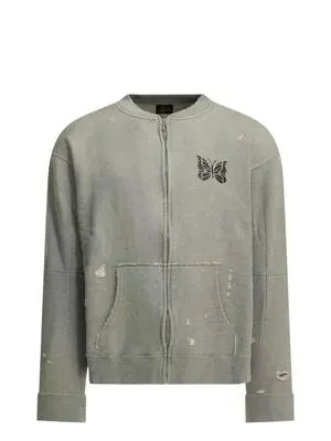 Needles Distressed Papillon Print Sweater - Grey