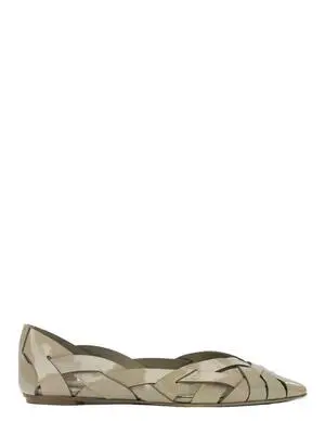 DEL CARLO Interwoven Pointed-toe Ballet Flats - Neutrals