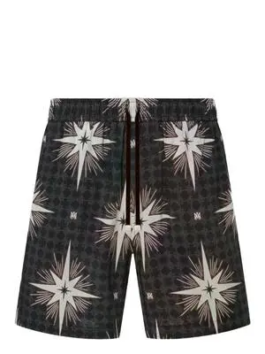 Amiri Starburst Print Monogram Shorts - Black