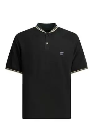 Needles Butterfly-embroidered Tipped Polo Shirt - Black