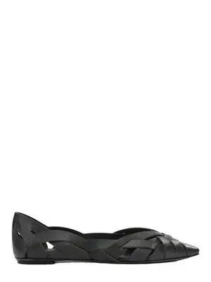 DEL CARLO Interwoven Pointed-toe Ballet Flats - Black