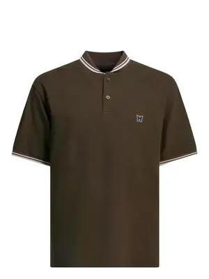 Needles Embroidered-logo Striped-trim Polo Shirt - Brown