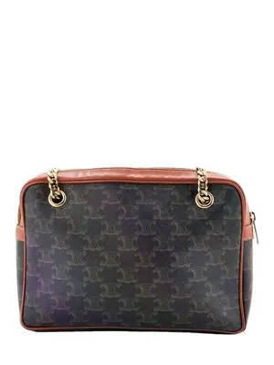 Celine Patapans Bag Triomphe Coated Canvas Small Shoulder Bag - Brown