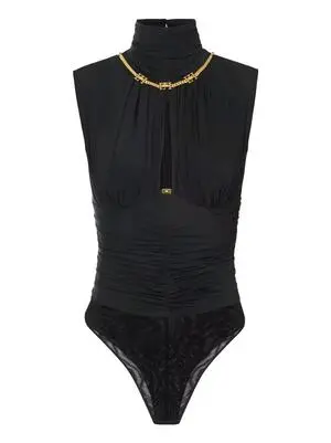 Elisabetta Franchi Sleeveless Bodysuit With Jewel Detail - Black