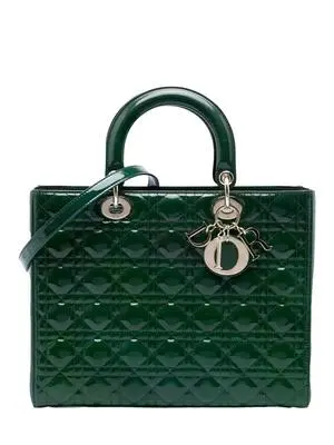 Dior Christian Dior Patent Cannage Lady Dior Satchel Green