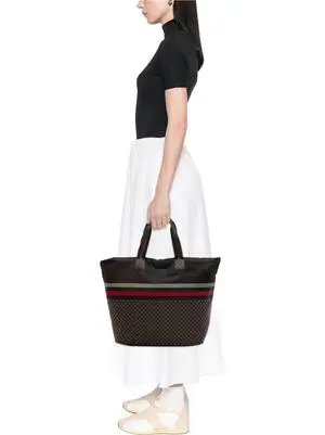 Gucci Diamante Nylon Web Tote Bag - Brown