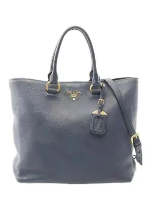 Prada Vitello Daino Convertible Tote Satchel - Grey