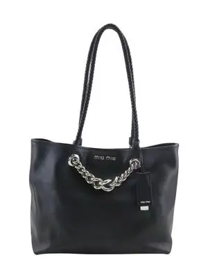 Miu Miu Leather Chain Tote Bag - Black