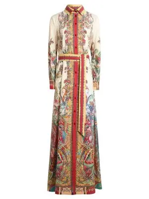 Etro Paisley Print Cotton Maxi Dress - Neutrals