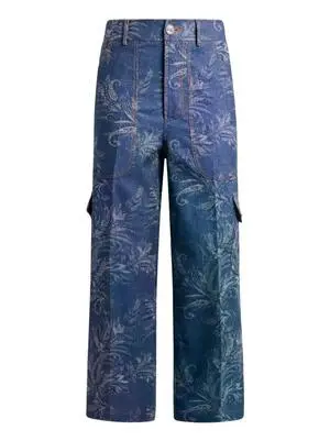 Etro Paisley Jacquard Cropped Jeans - Blue