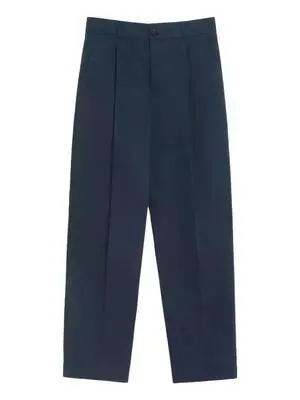 Valentino Garavani Cotton Gabardine Trousers With Vlogo Embroidery - Blue