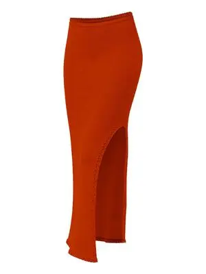 GAJÚ Medina Hand-knitted Egyptian Cotton Midi Skirt - Red
