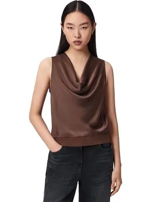 ALLSAINTS Zoey Sleeveless Cowl Neck Tank Top - Brown