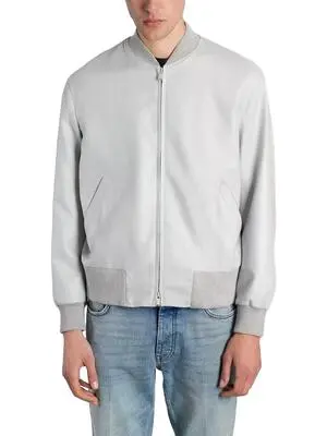 LARDINI Ribbed-trim Bomber Jacket - Grey