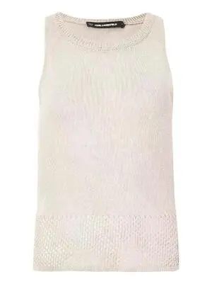 KARL LAGERFELD Karl Lagerfeld Beige Crochet-Knit Top