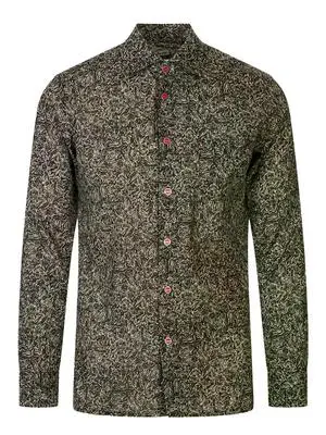 Kiton Floral-print Long-sleeve Shirt - Black