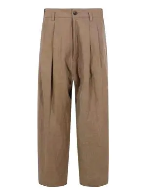 ZIGGY CHEN Pleated Wide Leg Trousers - Neutrals