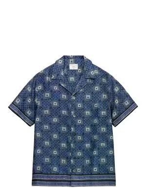 CHÉ STUDIOS Telha Geometric-print Linen Shirt - Blue