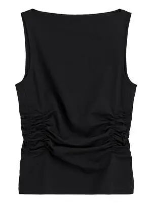 Cos Ruched-waist Cotton-jersey Tank Top - Black