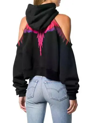 COUNTY OF MILAN Wings Cropped Hoodie - Black