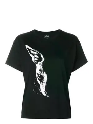 COUNTY OF MILAN Cat Print T-shirt - Black