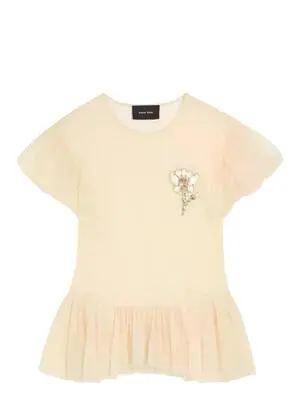 Simone Rocha Embellished Organza Blouse - Neutrals
