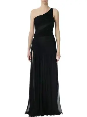 ELISABETTA FRANCHI Elisabetta Franchi Black Crepon Red Carpet Dress With Embellishments