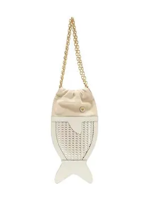 LANCEL Leather Fish Pouch - White