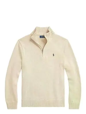 Polo Ralph Lauren Quarter-zip Embroidered Logo Sweater - Neutrals