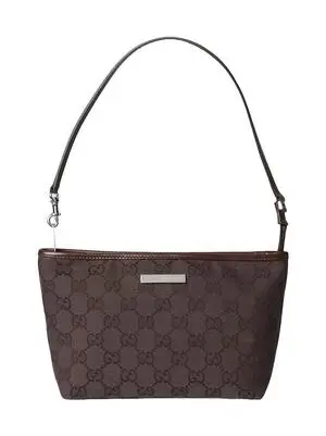 Gucci Gg Canvas Small Pouch With Strap - Beige