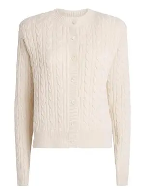 RÓHE Cable-knit Merino Wool-cotton Cardigan - Beige