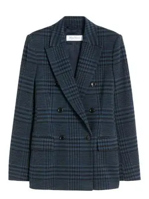 Max Mara Double-breasted Jacquard Jersey Blazer - China Blue