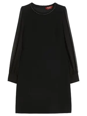 MAX MARA Max Mara Embellished Cady Cocktail Dress With Silk Georgette Sleeves