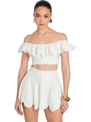 Azulu Nela Off-the-shoulder Linen Top - Ivory