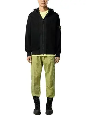 Stone Island Logo Patch Zip-up Hoodie - Black