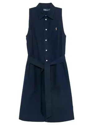 Polo Ralph Lauren Belted Sleeveless Shirt Dress - Blue