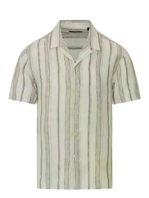 PATRICK ASSARAF Dobby Striped Short-sleeve Shirt - Neutrals