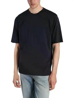 LARDINI Logo-tag Side-slit T-shirt - Blue