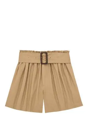 Saint Laurent Paperbag Bermuda Shorts In Cotton - Chatain