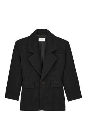 Saint Laurent Single-breasted Jacket In Tweed - Noir
