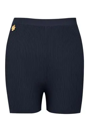 Saint Laurent Rib-knit Cycling Shorts - Bleu Nuit